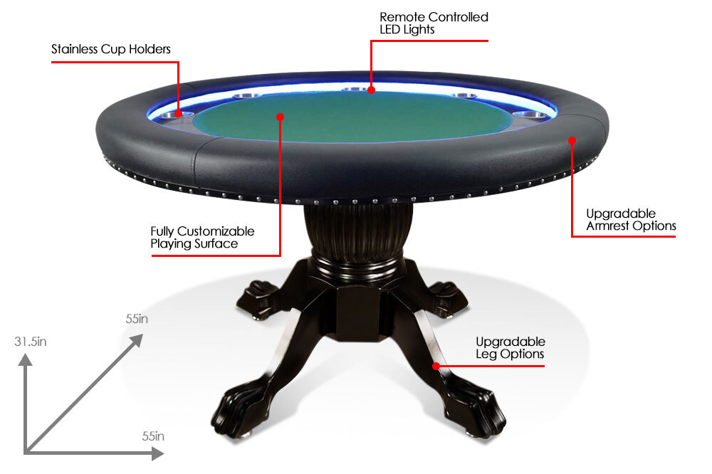 Round Poker Table With LED Lights – The Ginza